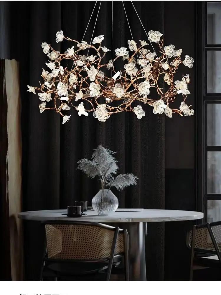 Sala-de-estar-lustre-material-cobre-led-lustre-teto-moderno-flor-forma ...
