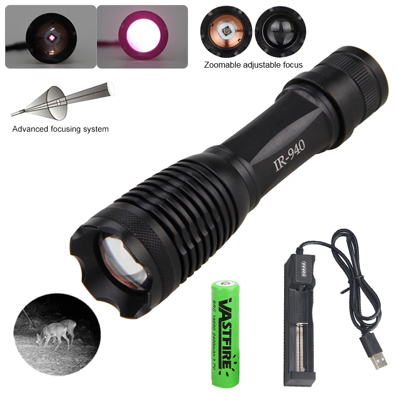 940nm Ir Infrared Light Zoomable Adjustable Focus Flashlight Night ...