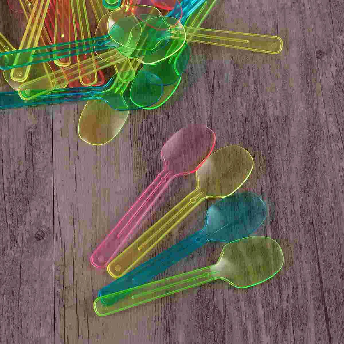 100 Pcs Disposable Mini Plastic Spoons Cake Spoons Ice cream Spoons ...