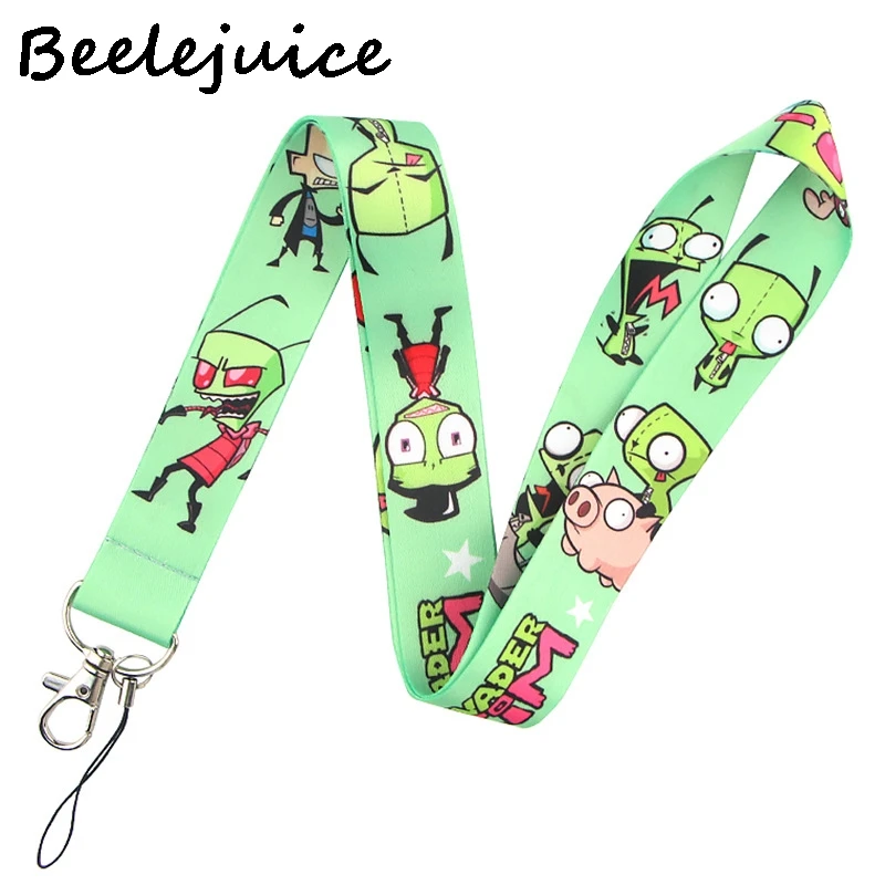 24pcs Invader Zim Neck keychain necklace webbings ribbons Anime Cartoon ...