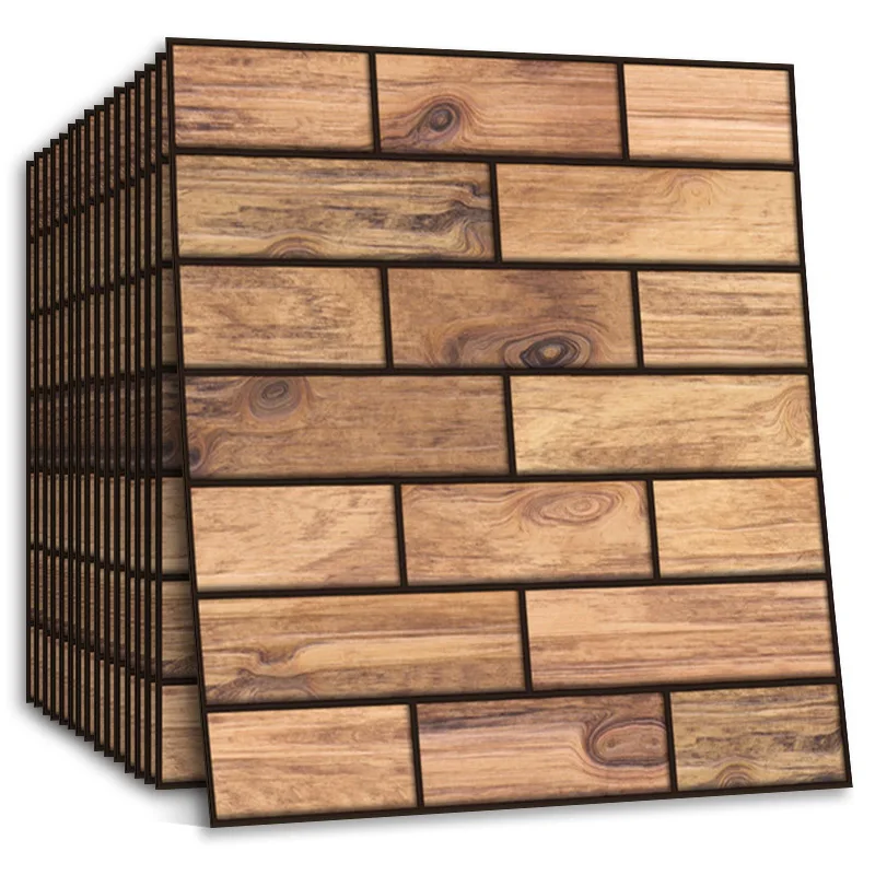 DIY Wood Grain Stickers Living Room 3D Wallpaper for Kids Room Bedroom ...