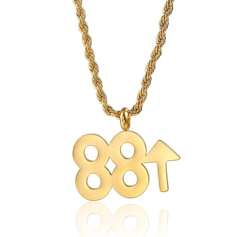 Hip-Hop-Rich-Brian-88-Rising-Pendant-Gold-Stainless-Steel-Link-Chain ...