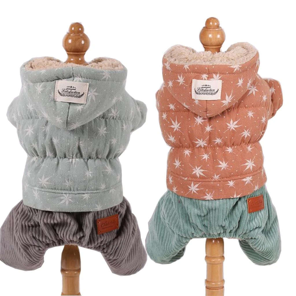 Overalls for Dogs Winter Star Corduroy Fleece Teddy Warm Fleece Dog ...