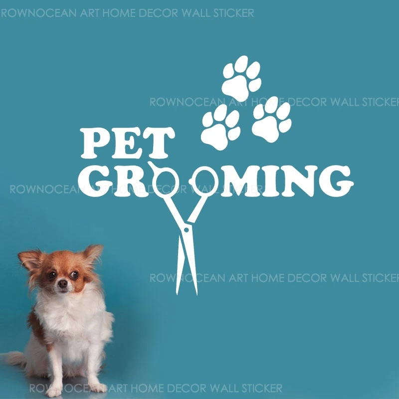 Pet Grooming Salon Window Sticker Vinyl Home Decor Trail Paw Print ...