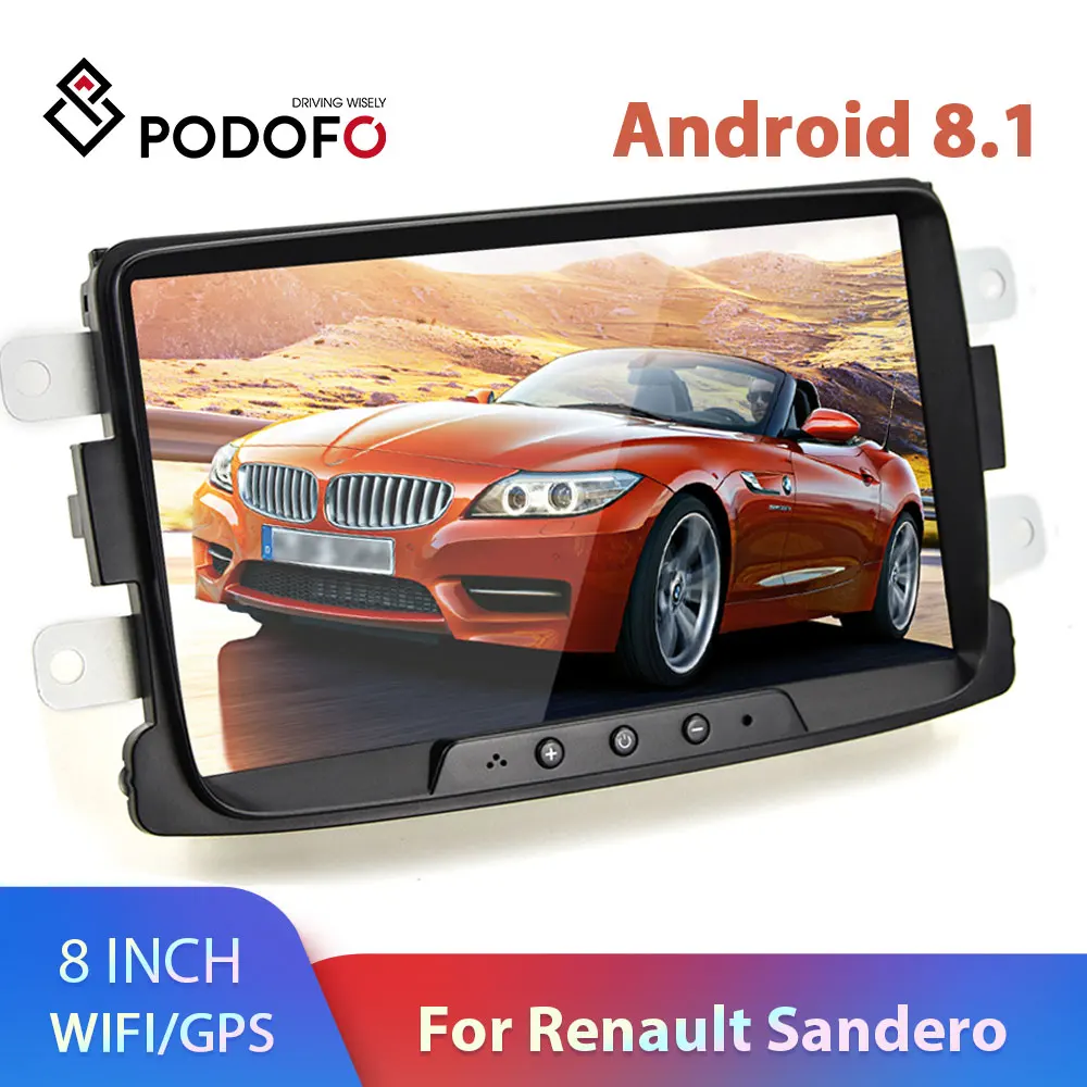 Podofo Android 10 Car Radio 8G+128G WIFI 4G 8 Cores Ai Voice Carplay GPS 8 Inch 2 Din DSP For ...