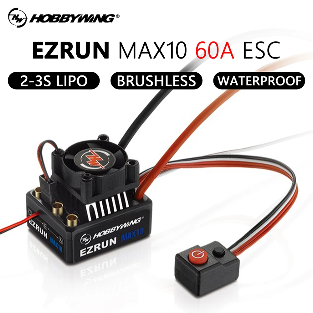Hobbywing EZRUN MAX10 60A Waterproof Brushless ESC with 6.0 7.4V BEC ...
