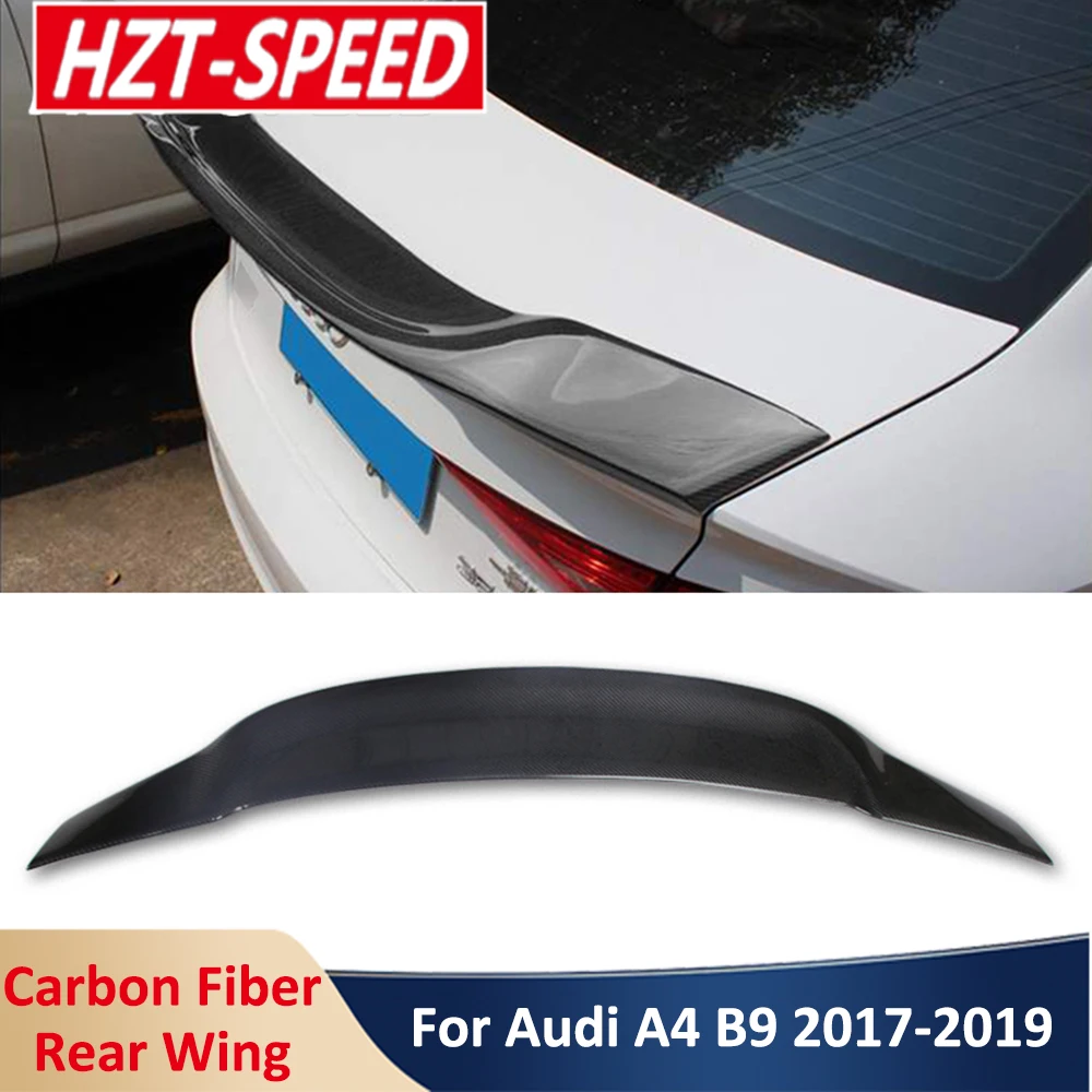 2017-2019 R-style A4 B9 Carbon Fiber Rear Wing Trunk Tail Spoiler Real ...