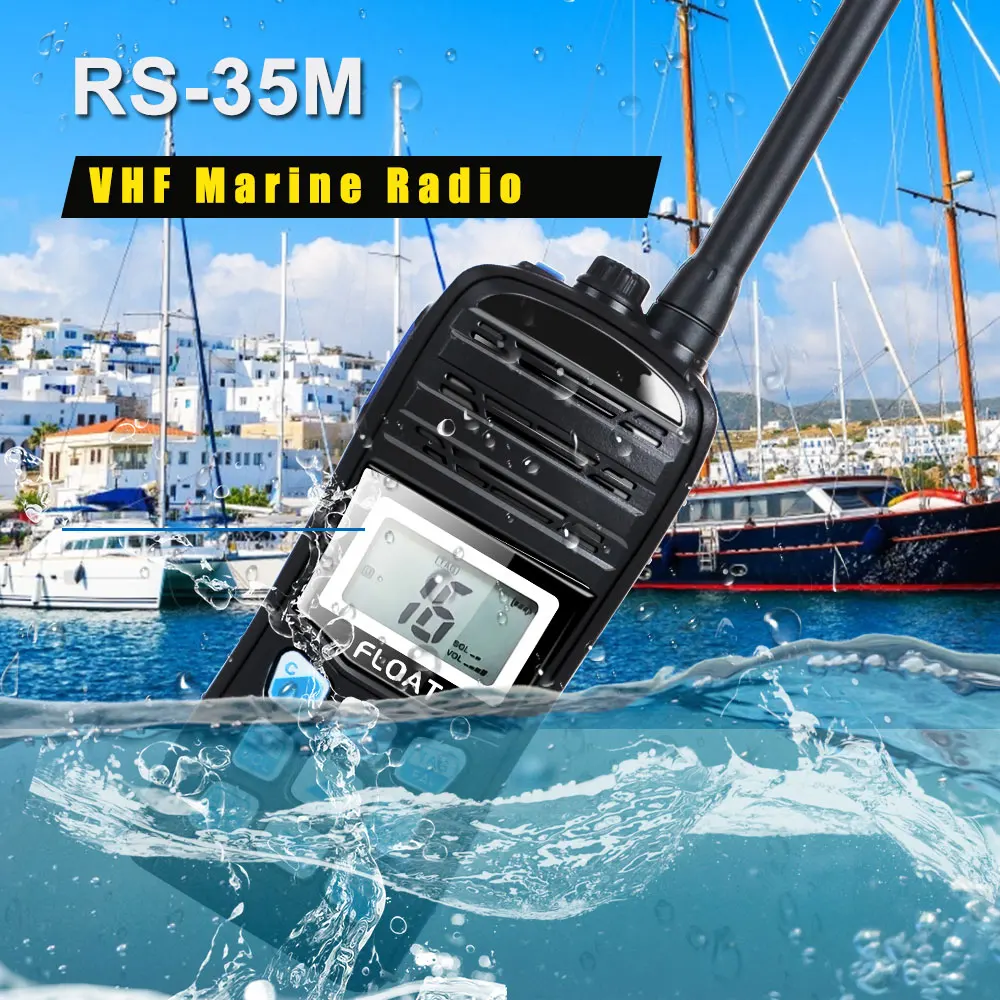 Waterproof IP67 VHF Ham Walkie Talkie Handheld Marine Two Way Radio LCD ...
