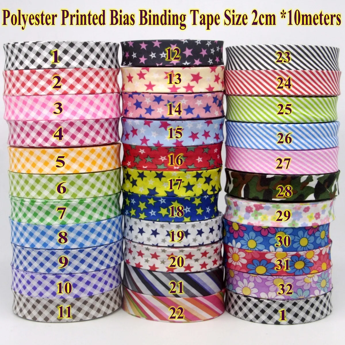 Polyester Checks Stars Stripes Patterns Bias Tape, Scotch Bias Binding ...