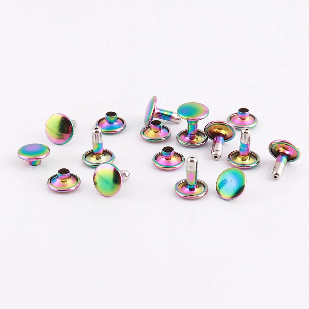 20sets 8mm Double Cap Rivets Rainbow Rivets Metal Studs Round Double ...