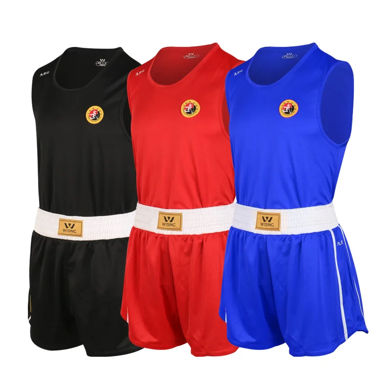 Wesing Adult Children Sanda Uniform Breathble Red Blue Black Wushu Suit ...