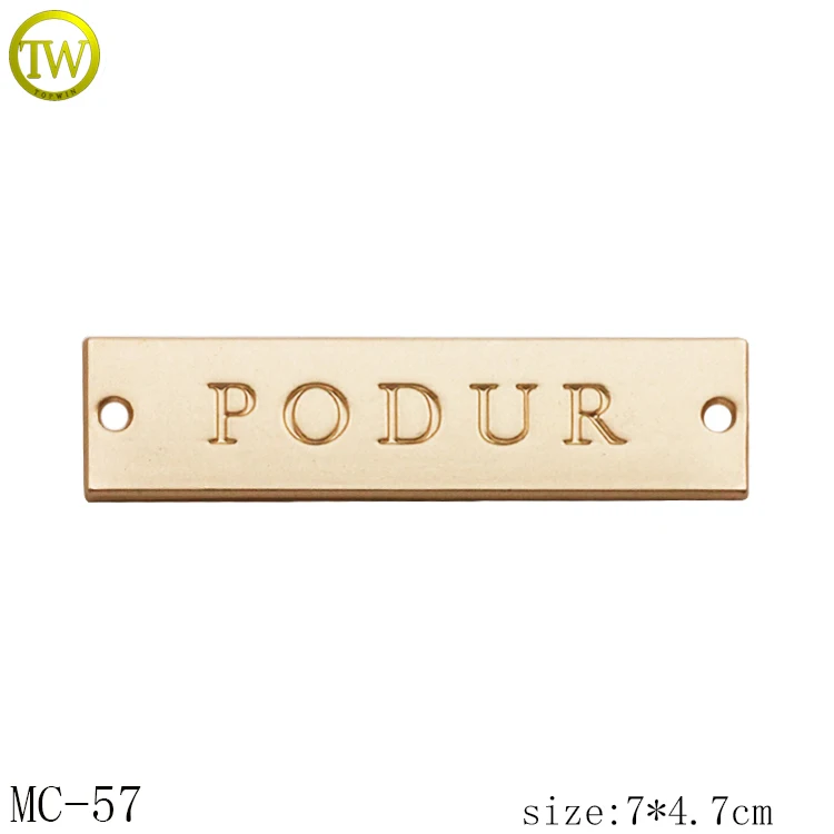 Custom-engraved-logo-matte-gold-plated-metal-clothing-label-tag-for ...