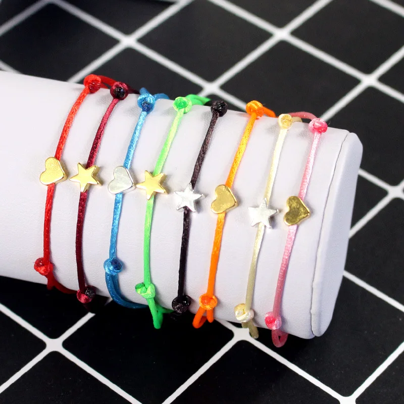 Popular-red-rope-peach-heart-bracelet-copper-heart-shaped-five-pointed ...