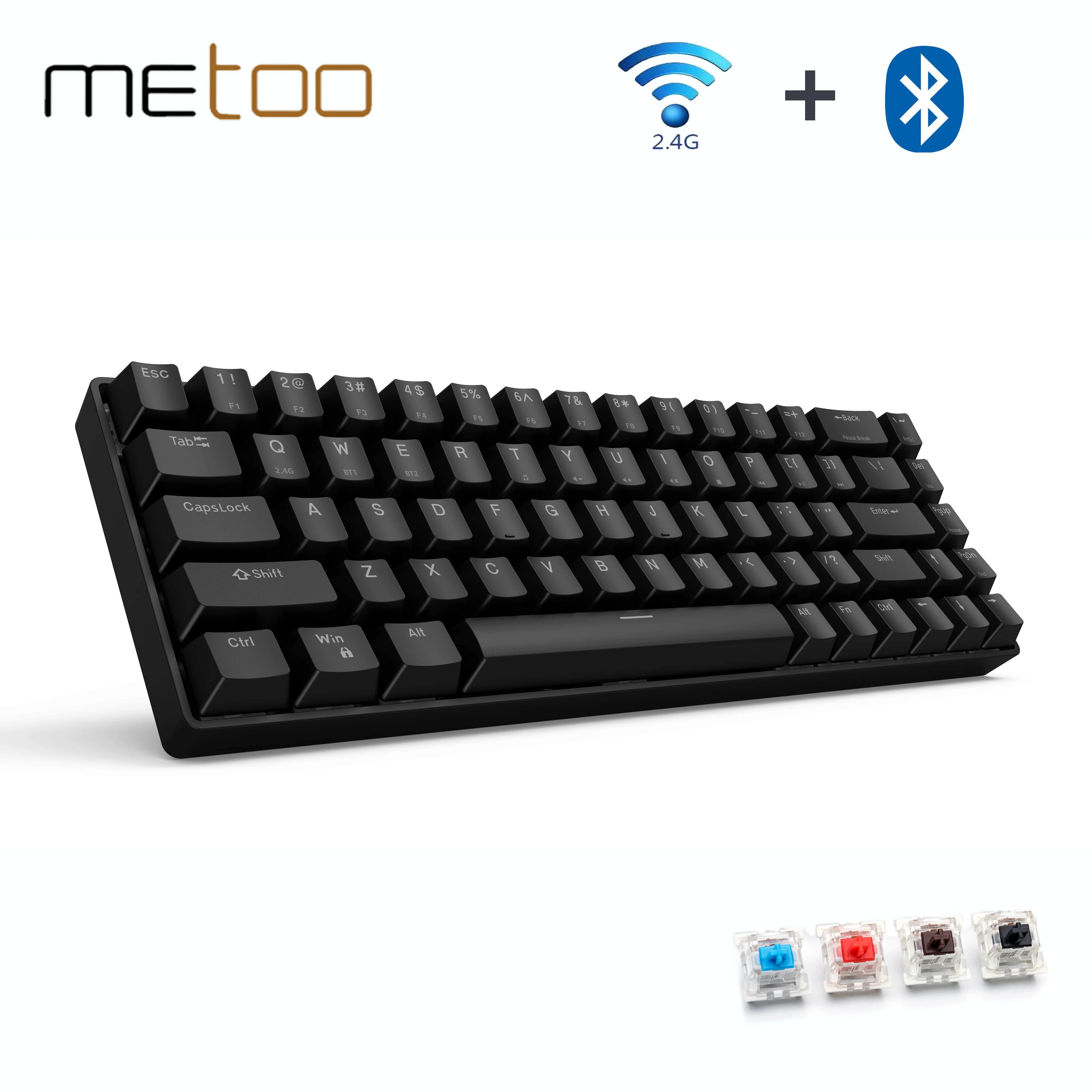 Metoo 68key Game Mechanical Keyboard Wireless Bluetooth/2.4ghz Blue Red ...