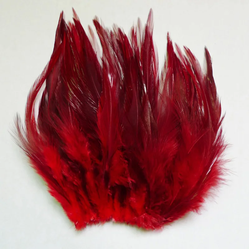 50pcs Red 10-15cm Dyed Pheasant Chicken Neck Feather For Diy Crafts ...