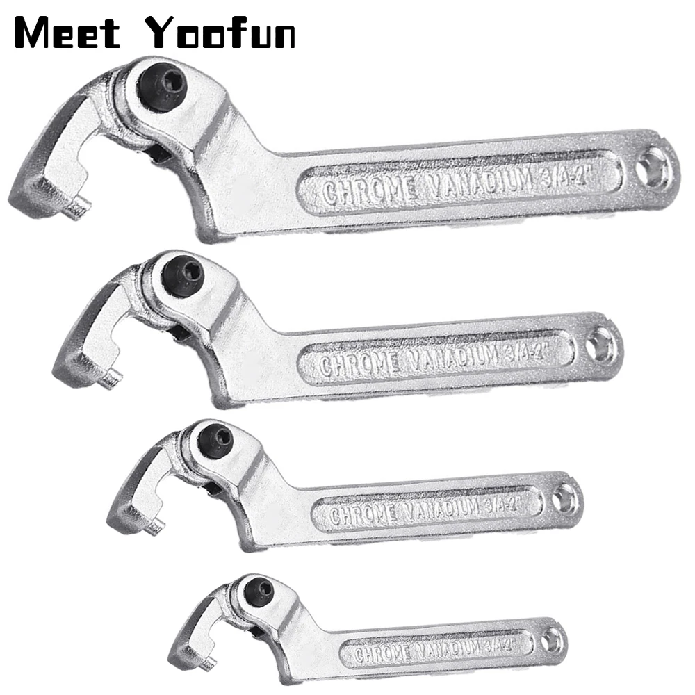 1set Adjustable Type C Hook Spanner Round Head Wrench Nuts Bolts Hand ...
