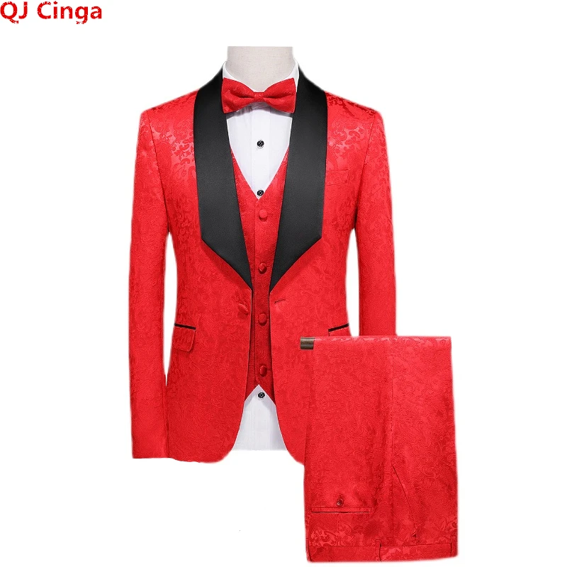 Fato-de-smoking-vermelho-masculino-casaco-e-cal-a-colete-tamanho-grande ...