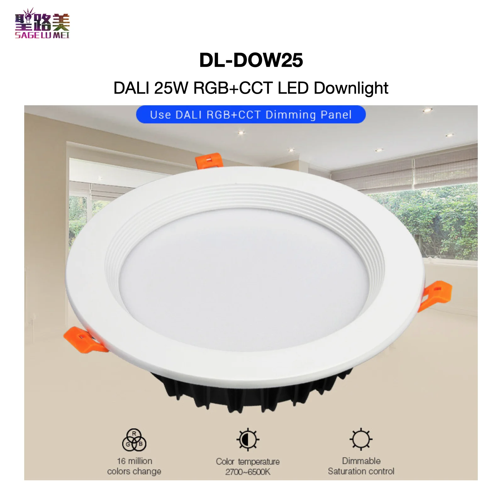 Dl-dow25 Dali 25w Rgb+cct Led Downlight Dali Rgb+cct Dimming Panel ...
