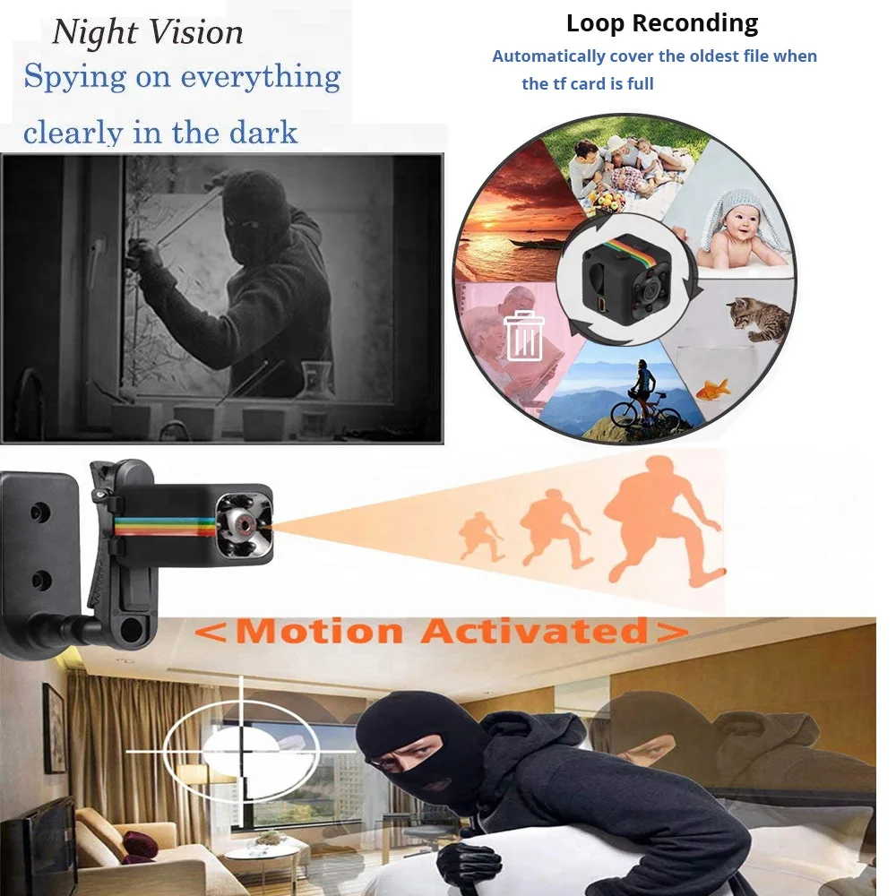 SQ11 мини видеокамера 1080P спортивная мини-камера DV DVR монитор ...