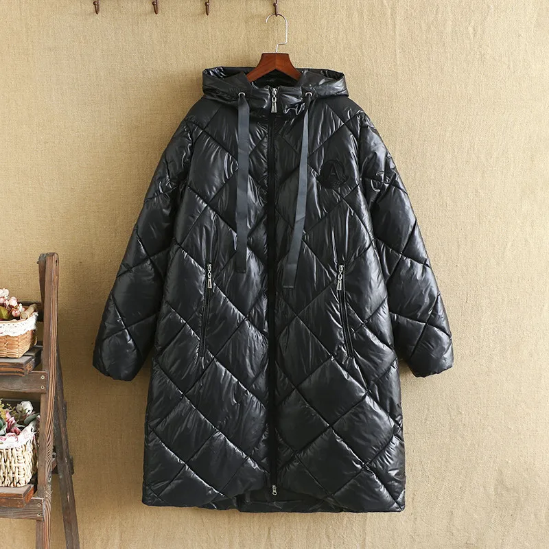 Plus-Size-Winter-Jackets-For-Women-With-High-Quality-Hood-Grid-pattern ...