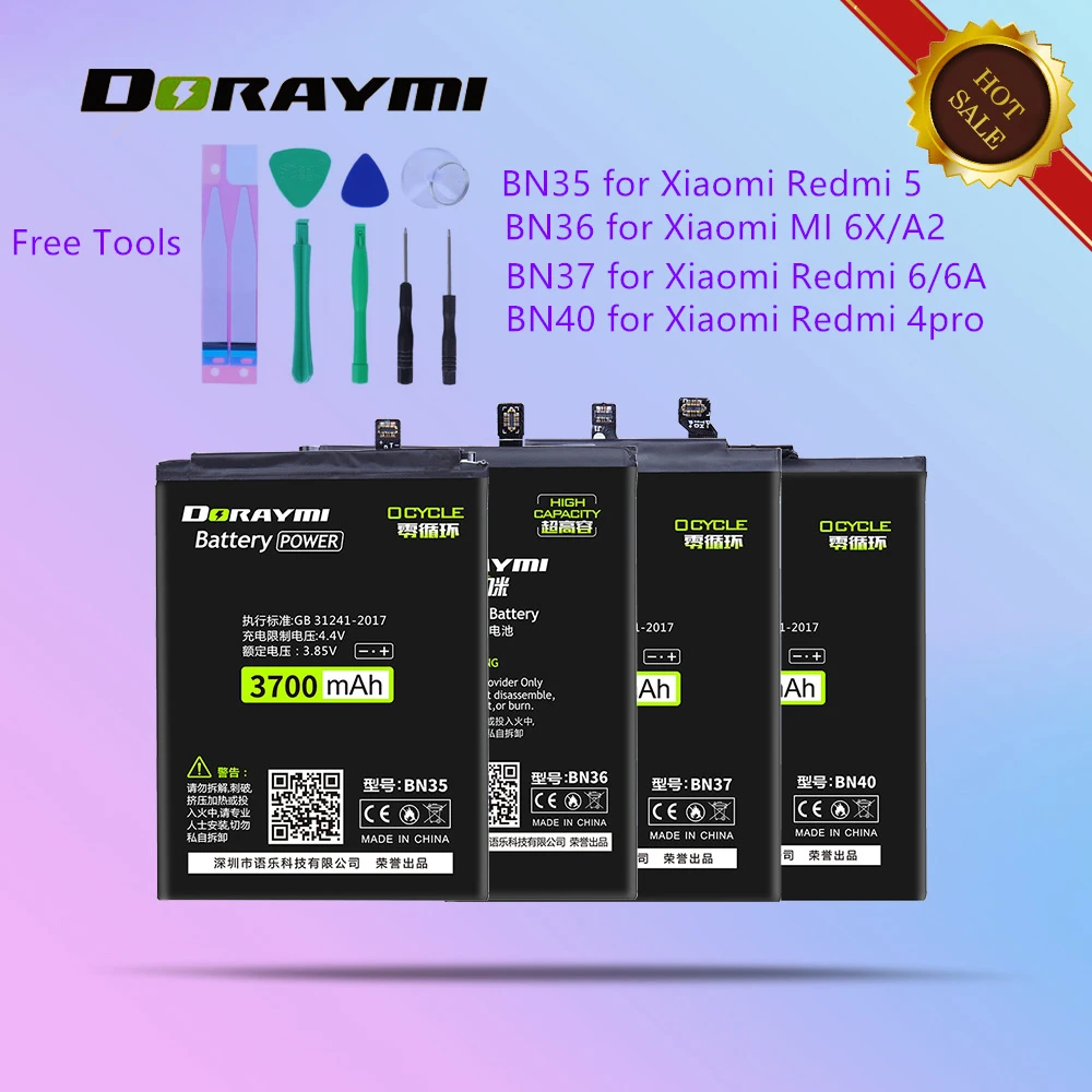 Doraymi Bn36 Battery For Xiaomi Mi 6x A2 Mi6x Mia2 Phone Batteries Bn35 ...