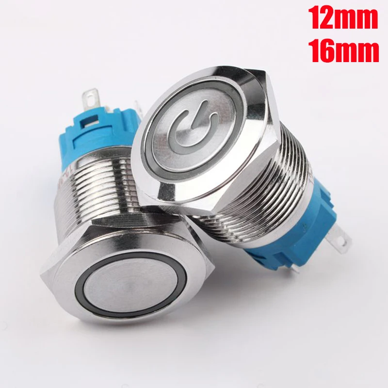 3v 5v 12v 24v 220v Car Button Switch Self-locking 12mm 16mm Power Reset ...