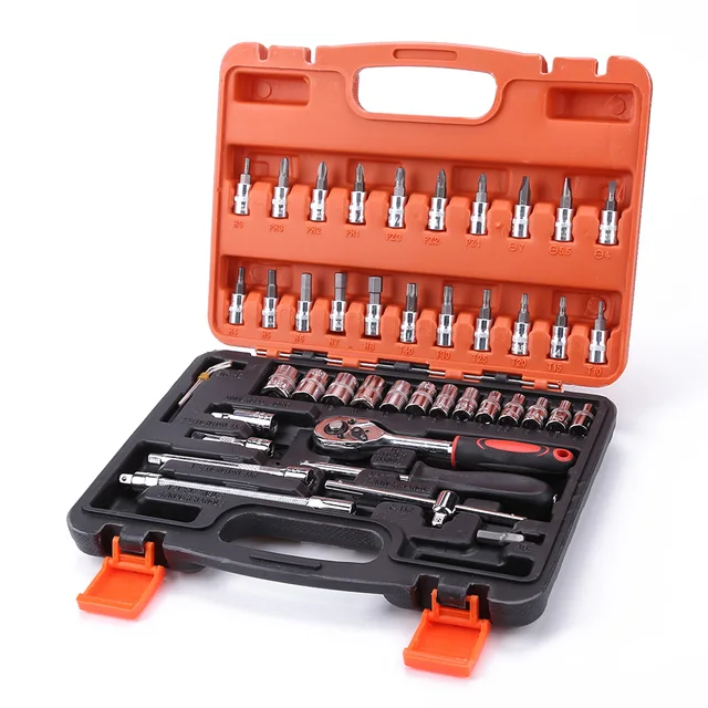 46pcs Socket Set Car Repair Tool Ratchet Spanner Wrench Set Pawl Socket Spanner Screwdriver ...