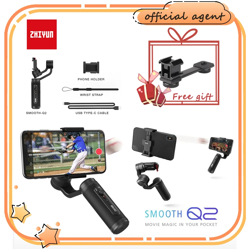 ZHIYUN Official SMOOTH Q2 Phone Gimbal 3-Axis Pocket-Size Handheld Stabilizer for Smartphone ...