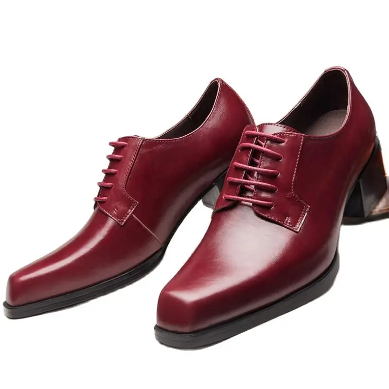 Red Height Increase Wedding Leather Shoes Black Casual Business Work ...