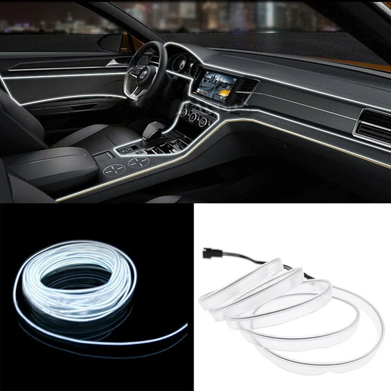 Light Strips Flexible Neon El Wire Decorative Lamp Car 12v White Led ...