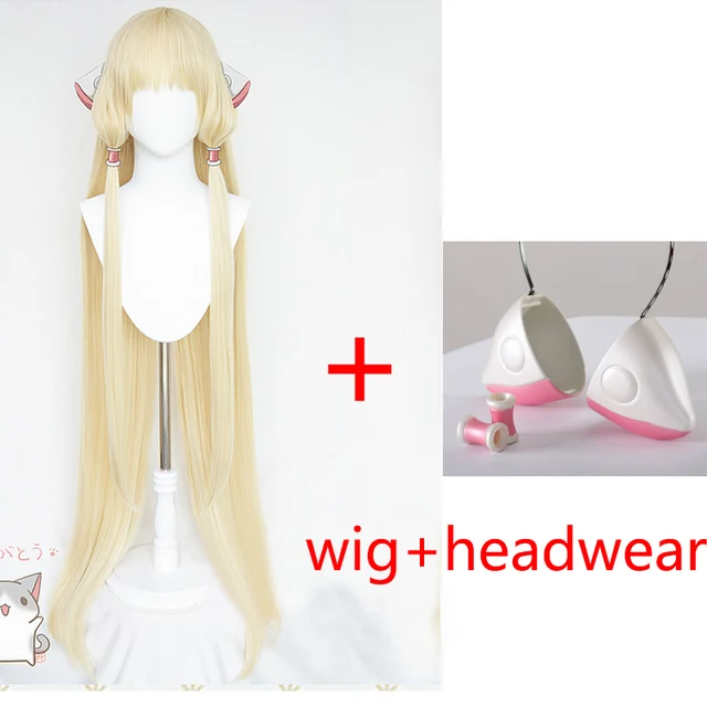 Anime Chobits Chii Long Milk Golden Blonde Straight Cosplay Wig ...