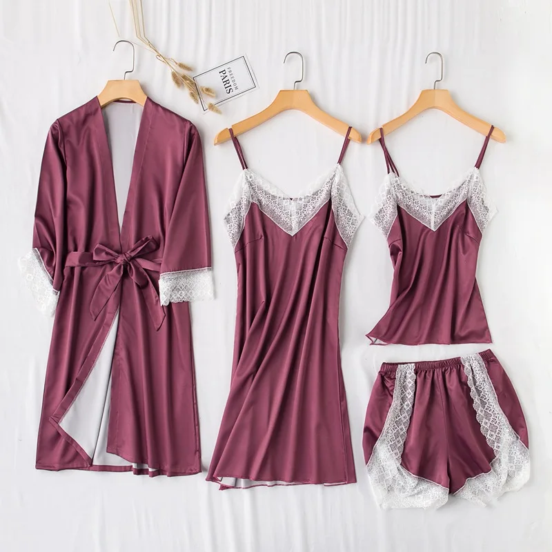Sexy Lace Night Robe Kimono | Nightgown Women Kimono Set | Lace Sexy ...