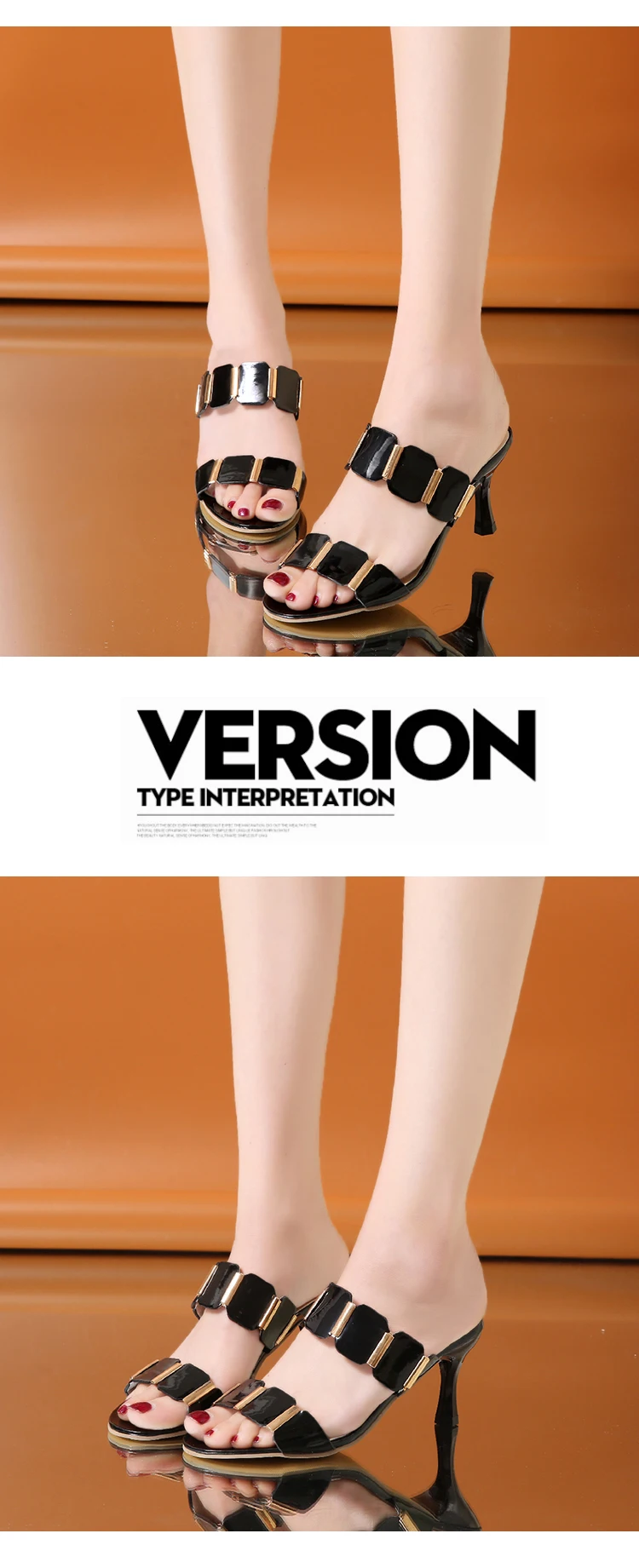 Talons aiguilles été en cuir verni couleur unie paillettes à talons ...