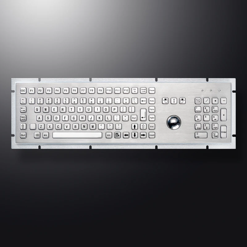 Full Size 106 Keys Industrial Metal Stainless Steel Keyboard With ...