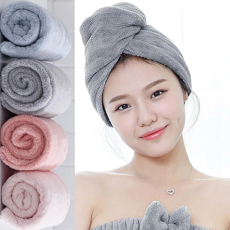 3pcs Gray Blue Pink Hair Drying Towels Dry Hat Bath Supplies スーパーSALE ...