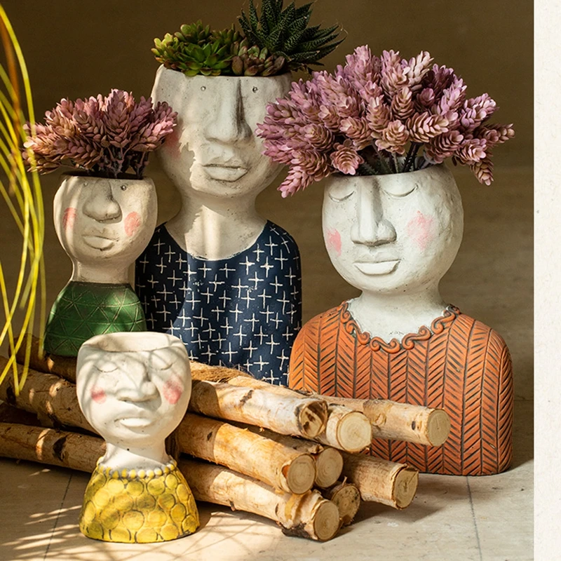 American Old Art Portrait Flower Pot Vase Statue Outdoor Indoor Garden ...