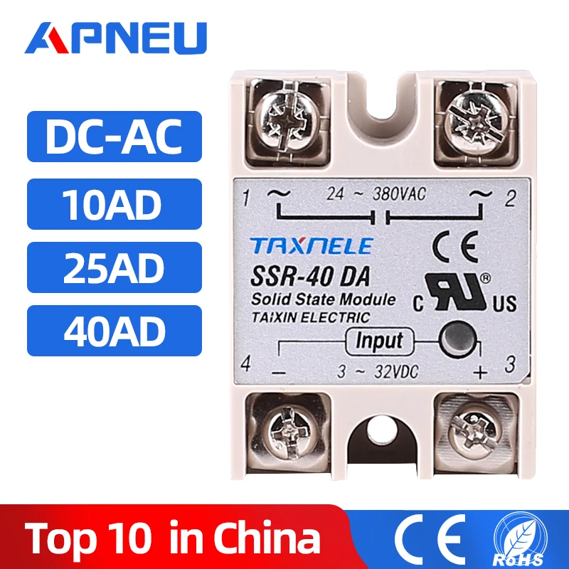 Single Phase Solid State Relais SSR 40DA SSR 25DA SSR 10DA DC Zu AC 3 32VDC Eingang 24 380VAC ...
