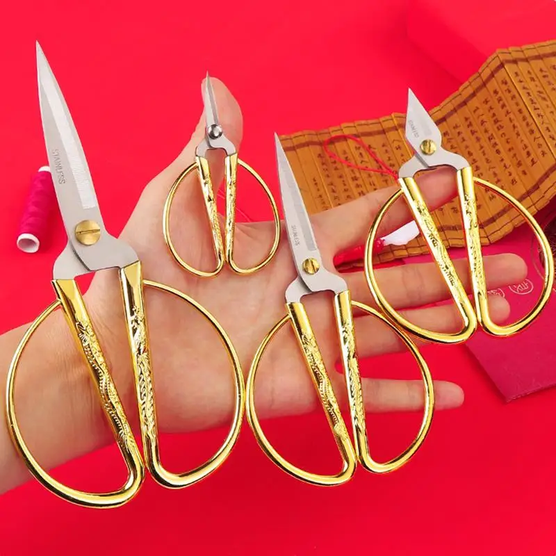 Stainless-Steel-Sewing-Gold-Scissors-Short-Cutter-Durable-Vintage ...
