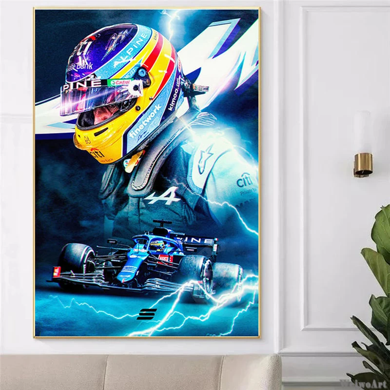 F1-Racing-Car-Poster-Formula-1-Alonso-Lightning-Canvas-Prints-Painting ...