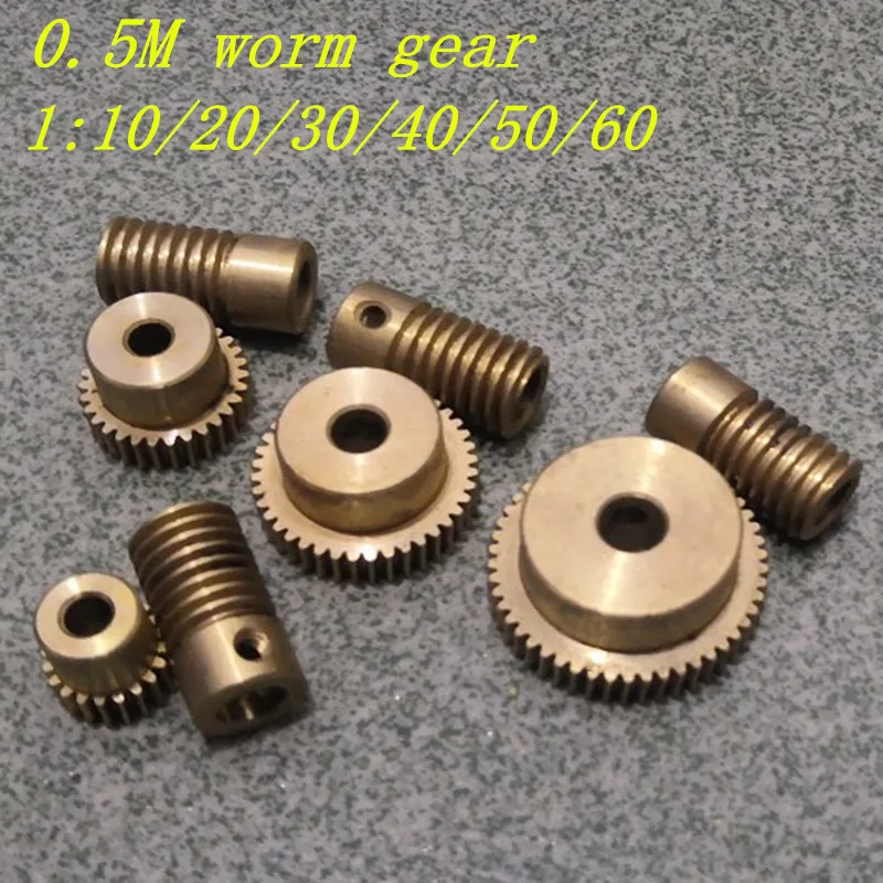 0.5M Brass worm gear 1:20 1:30 1:40 1:50 1:60 Electric Motors brass ...