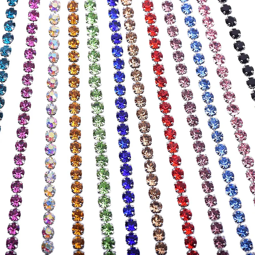1Meter-2-4mm-Crystal-Rhinestone-Close-Chain-Trim-Sew-On-Glue-On-Cup ...