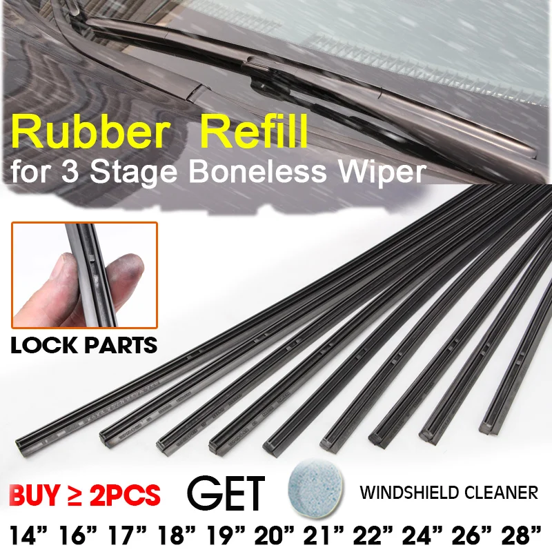 Broshoo Car Windscreen Wiper Blade Strips Insert Natural Rubber Refill ...