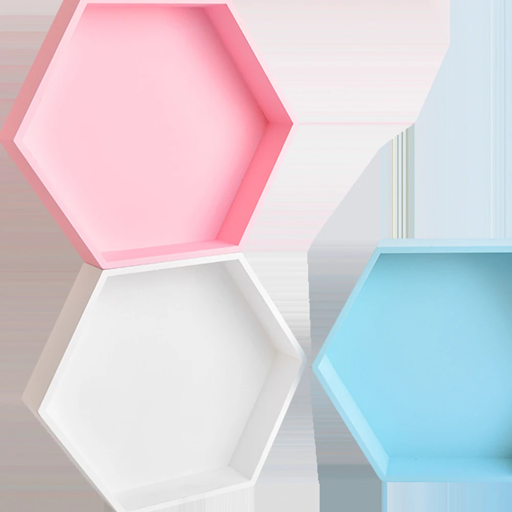 Wooden Wall Hanging Hexagonal Storage Rack Display Holder Shelf for ...