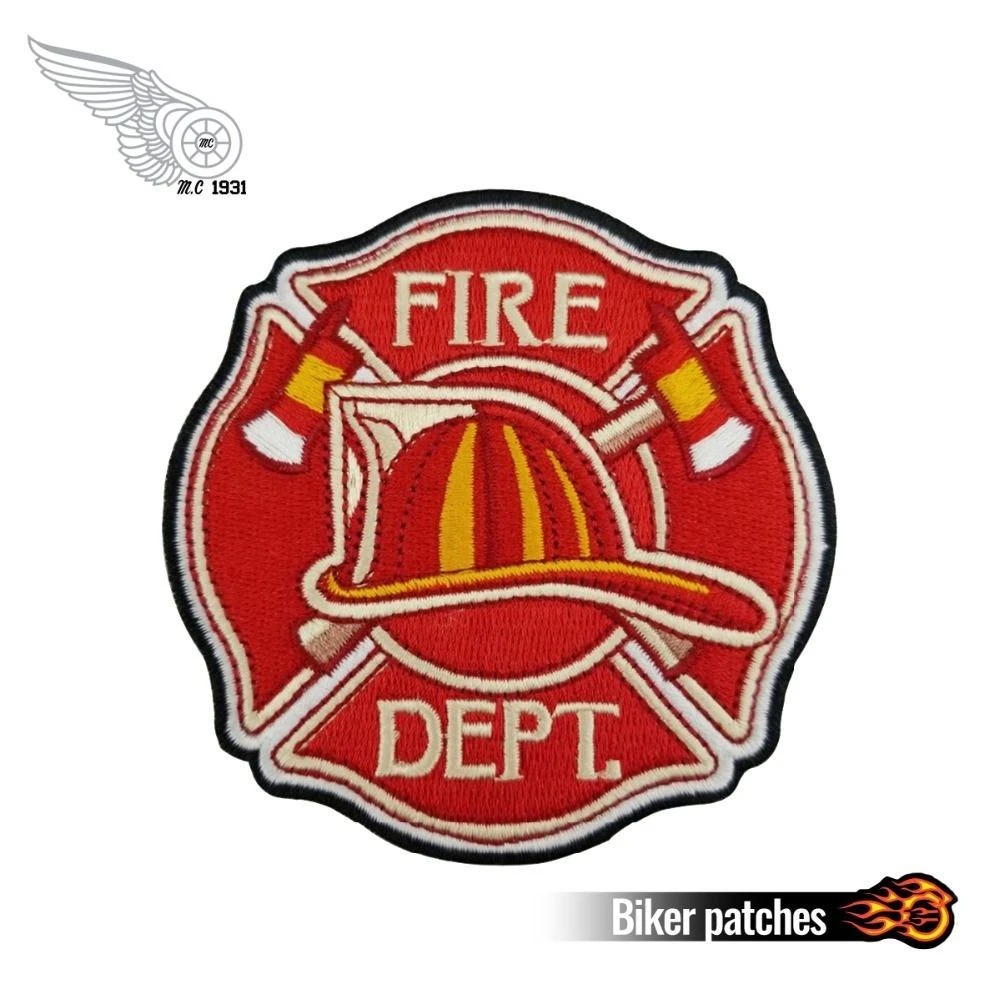 Fire Dept Patch with Hard Hat and Axes Embroidery Badges Iron On ...
