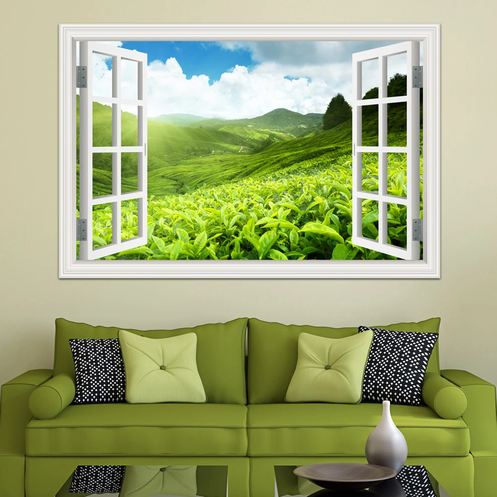 Wall Sticker Garden Window | 3d Wall Sticker Window Garden - 3d Window ...