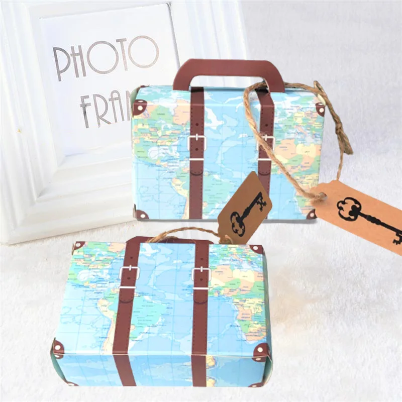 50PCS-Min-Map-Travel-Suitcase-Favor-Candy-Gift-Box-Kraft-Paper-with ...
