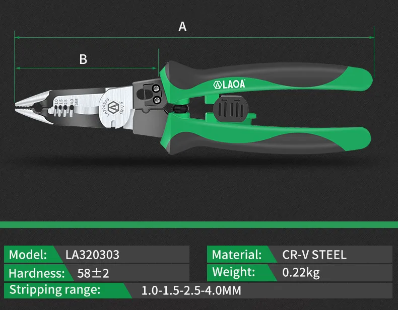 LAOA Multifunctional Electrician Pliers Long Nose Pliers Wire Stripper ...