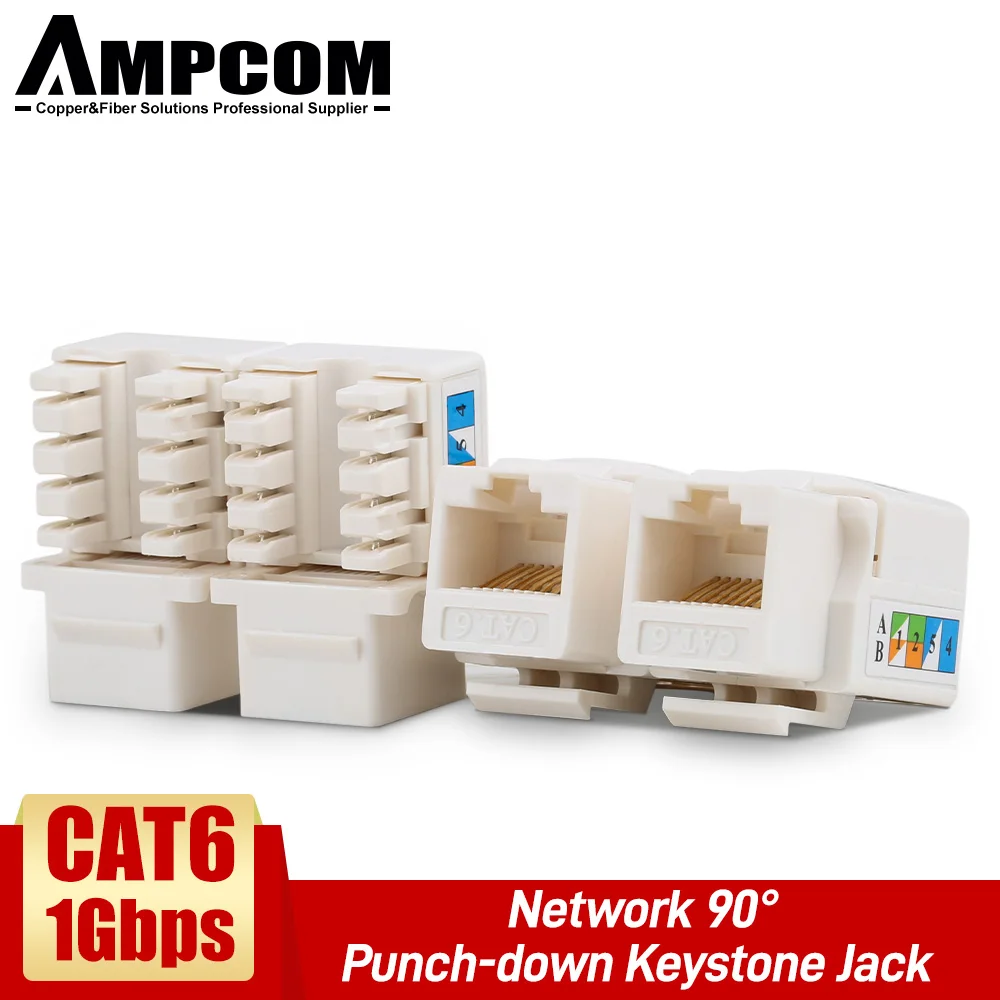 AMPCOM (UL Listed) CAT6 Keystone Jack Snap in RJ45 Punch Down Cat.6 Keystone Module Adapter |UTP ...