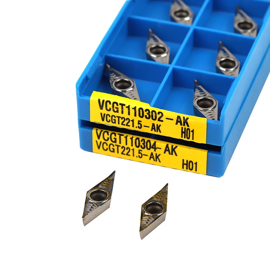 Outils de tournage internes en aluminium H01, tour CNC, insertion en carbure VCGT110302 AK ...