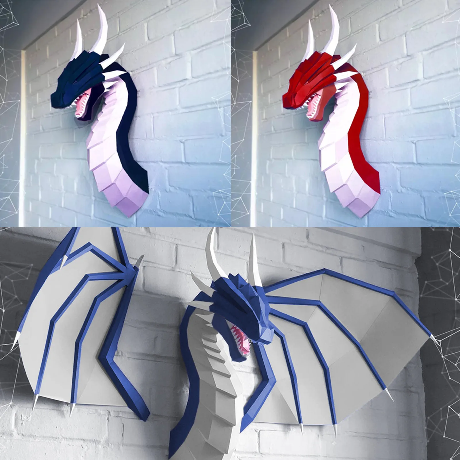 Diy 3d Dragon Paper Model Wall Decoration Manual Creative Wall Hanging ...